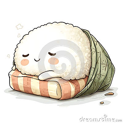 Adorable Sleeping Rice Ball Cartoon Illustration Stock Image ...