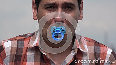 Adult Man Crying with Pacifier Stock Video - Video of sucker, hurt ...