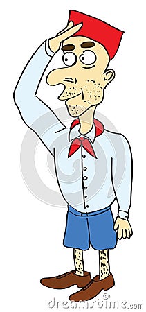Adult Pioneer Saluting Cartoon Vector | CartoonDealer.com #23657007