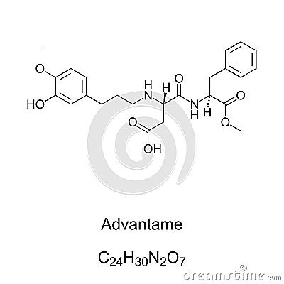 Advantame, Sugar Substitute, Chemical Formula And Skeletal Structure ...