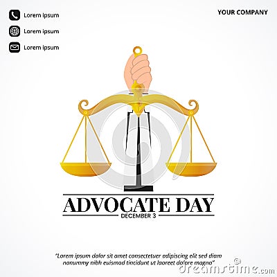 Advocate Day With An Advocate Hand Holding A Scale Cartoon Vector ...