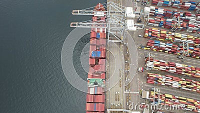 Aerial Containers and Cargo Ship Stock Video - Video of pier, freight ...