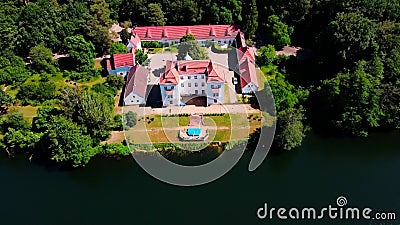 Aerial Drone View of Jagdschloss Grunewald Castle in Grunewald Forest ...