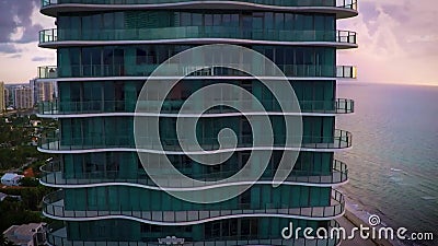 Aerial Elevator Down of Regalia Miami Condo Building at Golden Beach FL ...