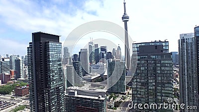 Aerial 4k Bird Eye on Toronto Downtown District, Modern Skyscraper ...