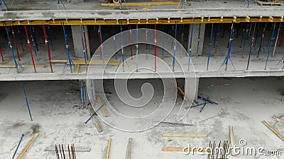 Aerial Shot of the Building in the Process of Construction. Workers ...