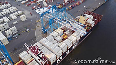 Aerial Time Lapse of Loading & Unloading of Cargo Ship Stock Footage ...