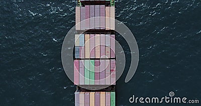 Aerial Top View of a Cargo Ship Carrying Containers for Export Cargo ...