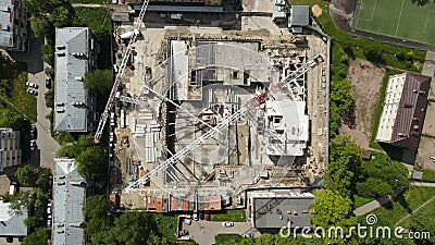 Aerial Top View of a Tower Crane Turning Its Jib Stock Video - Video of ...