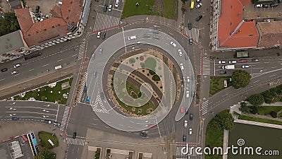 Aerial View of a Busy Roundabout Intersection. Stock Footage - Video of ...