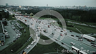 Aerial View of Congested Road Traffic at Big Highway Intersection Stock ...