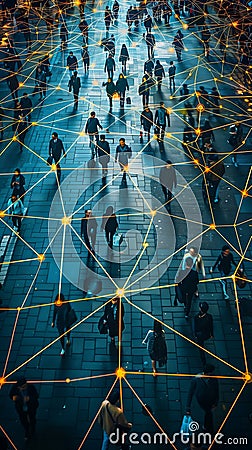 Aerial View Of A Crowded City Street, Visualizing The Movement Of ...