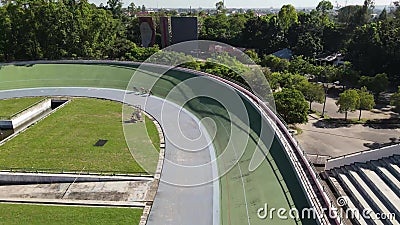 Aerial View of Cyclists Using the Velodrome Track in the Training ...