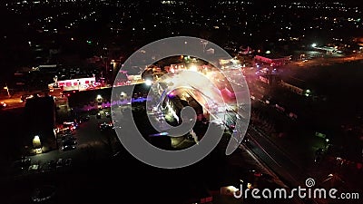 Aerial View of Fire Trucks and Apparatus on Scene of Structure Fire ...