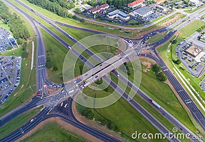 Aerial View of the First Diverging Diamond Interchange on the Alabama ...
