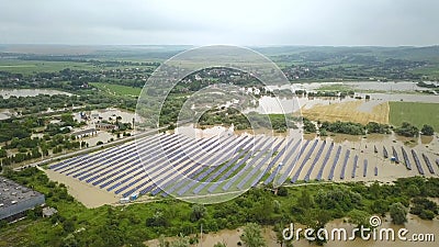 Aerial View of Flooded Solar Power Station. Stock Footage - Video of ...