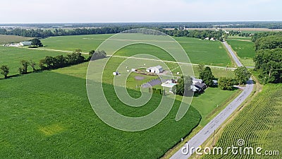 Aerial View Flying Over Corn and Soybean Fields and Farms Smyrna ...
