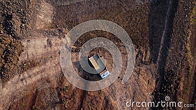 Aerial View of Heavy Earthmovers in Construction Site. Stock Video ...