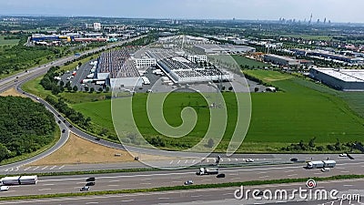 Aerial View of a Highway Intersection and Industrial Area Stock Video ...