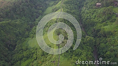 Aerial View of Hilly Area in Jungle, Breathtaking Sight of River and ...