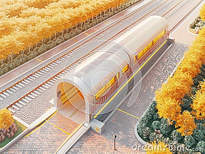 Aerial View Of A Hyperloop Track Construction, Revolutionizing Transit ...