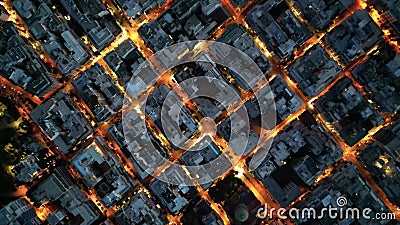 Aerial View of an Illuminated City at Night Stock Footage - Video of ...
