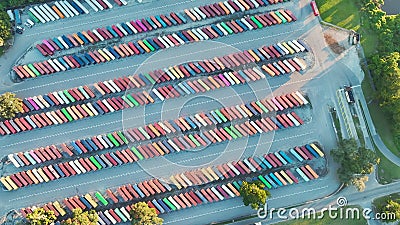 Aerial View of Large Cargo Container Yard with Rows of Freight ...