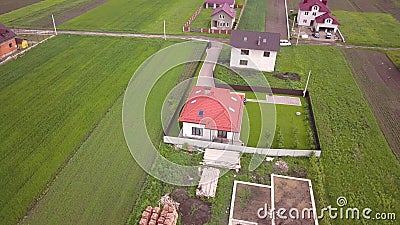 Aerial View of a Private House and a Yard with Fence Around. Stock ...