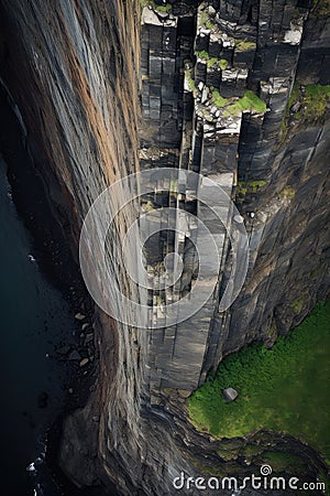 Areal View Of A Steep Rock Cliff. Hornelen Cliffs. Stock Photo ...