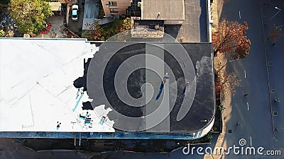 Aerial View of Roof Arrangement at Construction Site Using Foam ...