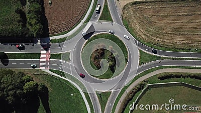 Aerial View of a Roundabout and Vehicle Circulation Stock Footage ...