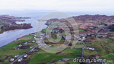 Aerial View of Teelin in County Donegal, Ireland Stock Footage - Video ...