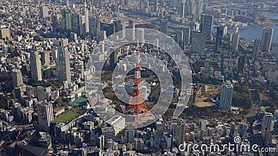 Aerial View of Tokyo Tower stock footage. Video of landscape - 257828526