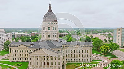 Aerial View of the Topeka Capitol Building on a Cloudy Day Stock ...