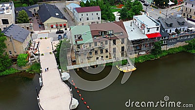 Aerial Zoom of the Downtown of Elora, Ontario, Canada 4K Stock Footage ...