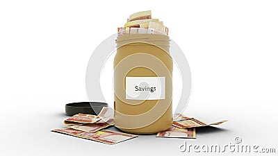 Afghan Afghanis Notes In Savings Container. Container Filled To The Top ...