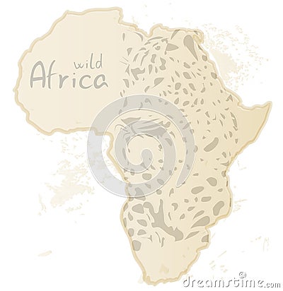 Africa Map With Silhouette Of Leopard Royalty-Free Cartoon ...