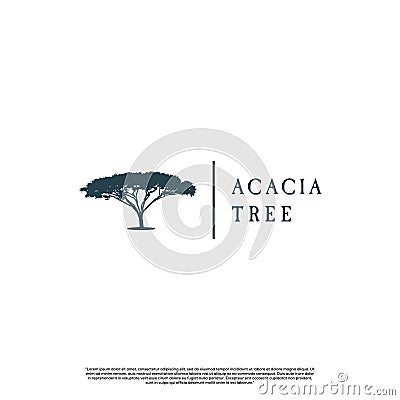 African Acacia Tree Silhouette For Safari Adventure Logo Design Vector ...