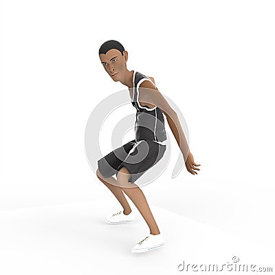 Afro Young Boy Is Crouch Walking 3d Modelling Stock Photography ...