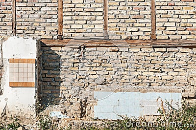 Aftermath Remains Of Old Collapsed House With Broken And Damaged Roof ...