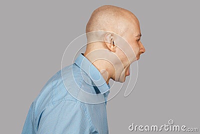 Aggressive Bald Angry Male Boss Screaming At Subordinate Royalty-Free ...