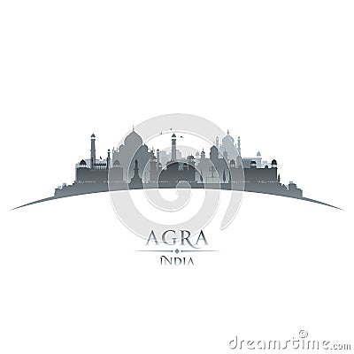 Agra India City Silhouette White Background Cartoon Vector ...