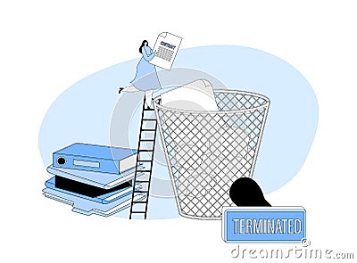 Agreement Termination Concept With Tiny Female Character Throw Contract ...