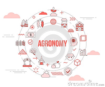 Agronomy Concept With Icon Set Template Banner And Circle Round Shape ...