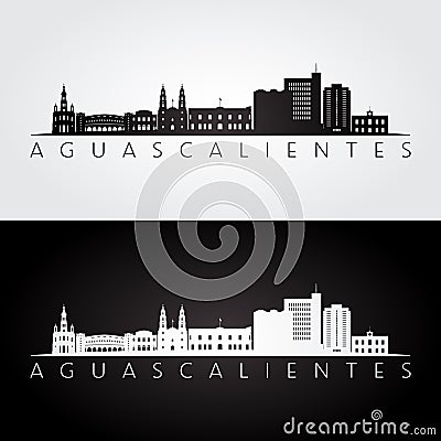 Aguascalientes Skyline And Landmarks Silhouette Cartoon Vector ...