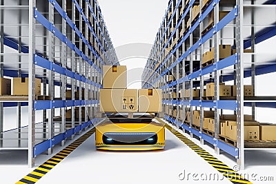 AGV Robot Working In Warehouse Royalty-Free Illustration ...