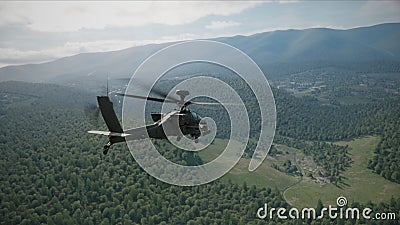 AH-64D Apache Longbow Military Attack Helicopter Flying at Low Altitude ...