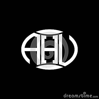 AHU Abstract Monogram Circle Logo Design On Black Background. AHU ...