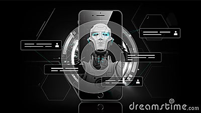 AI Chatbot, Artificial Intelligence Robot And Chat Dialog Box On ...