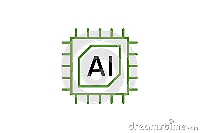 AI Minimal Tech Chip Logo Design Vector Illustration | CartoonDealer ...